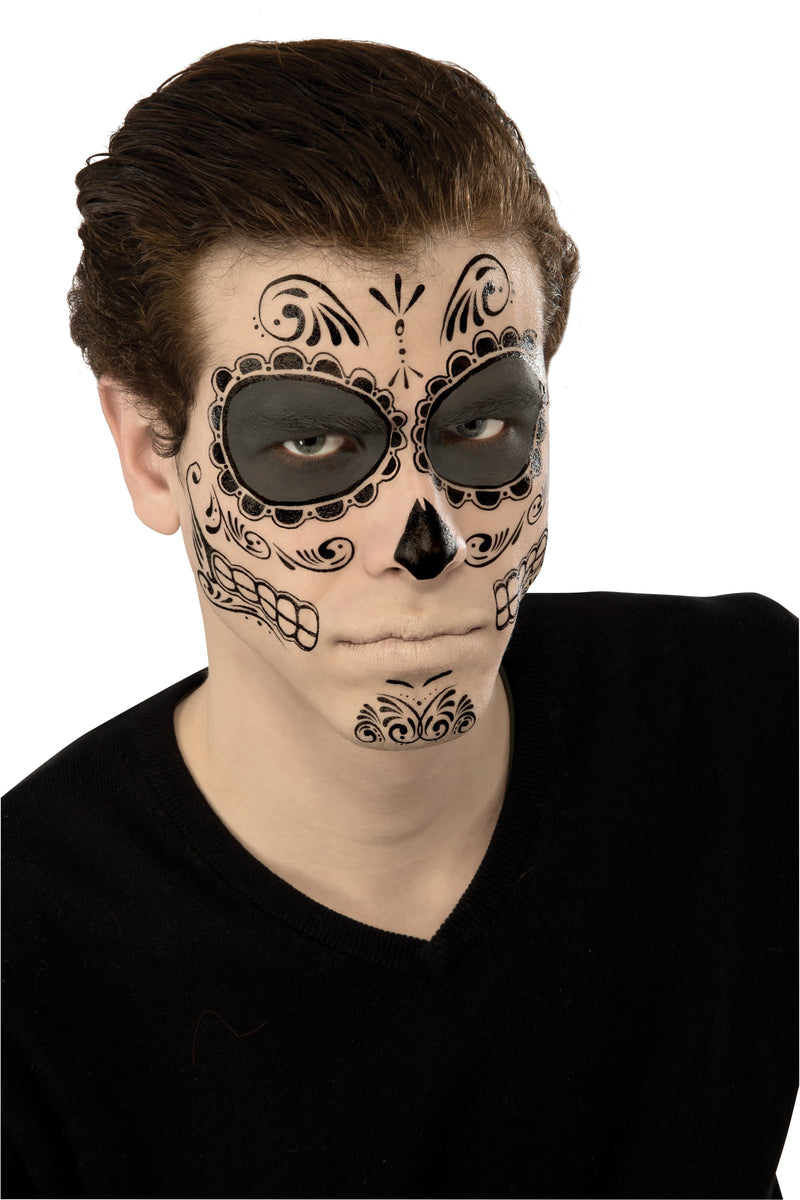 DAY OF THE DEAD SKELETON FACE TATTOO – Wicked Halloween