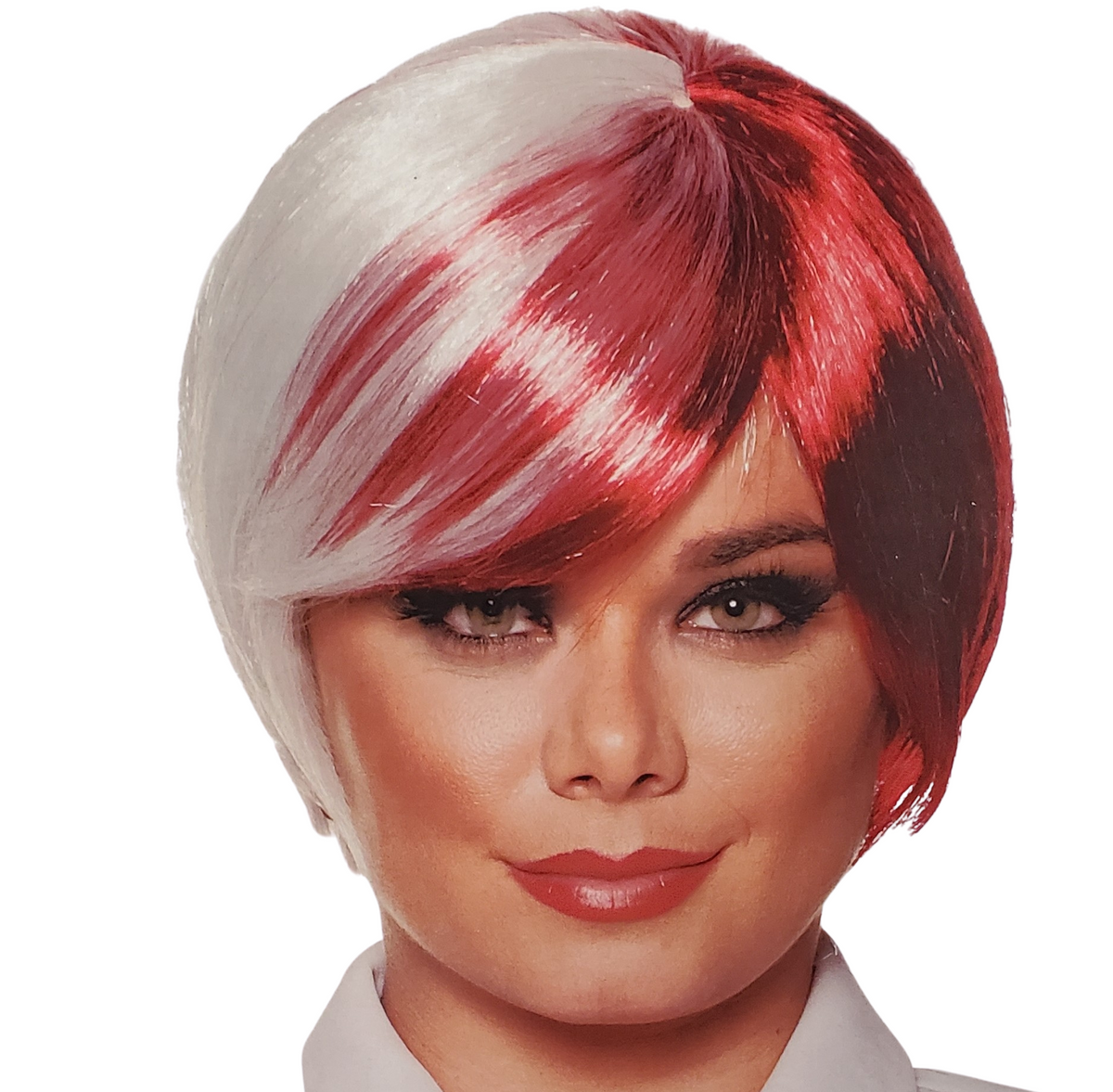 SHORT RED & WHITE ANIME WIG – Wicked Halloween
